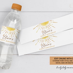 Editable Water Bottle Labels Sun, Sunshine, Our Little Sunshine ...