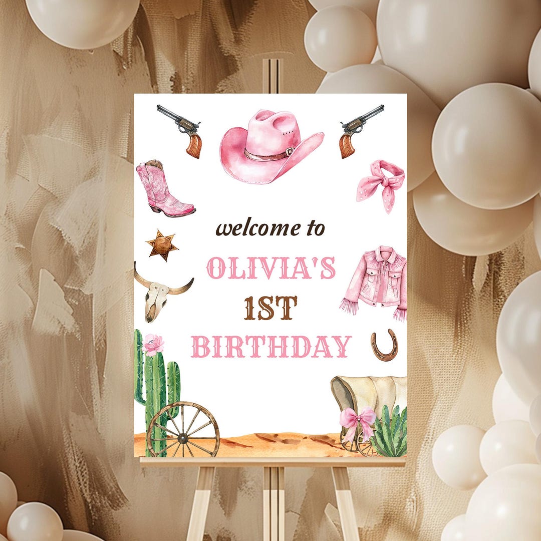 Birthday Welcome Sign, Poster | Cowgirl, First Rodeo, Western Hoedown ...