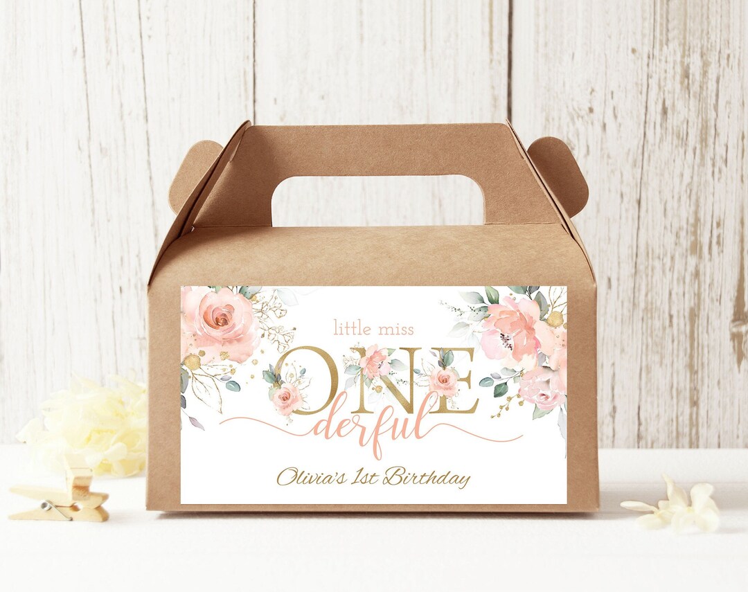 Gable Box Label, Gable Gift Box Sticker | Miss Onederful, Blush Pink ...