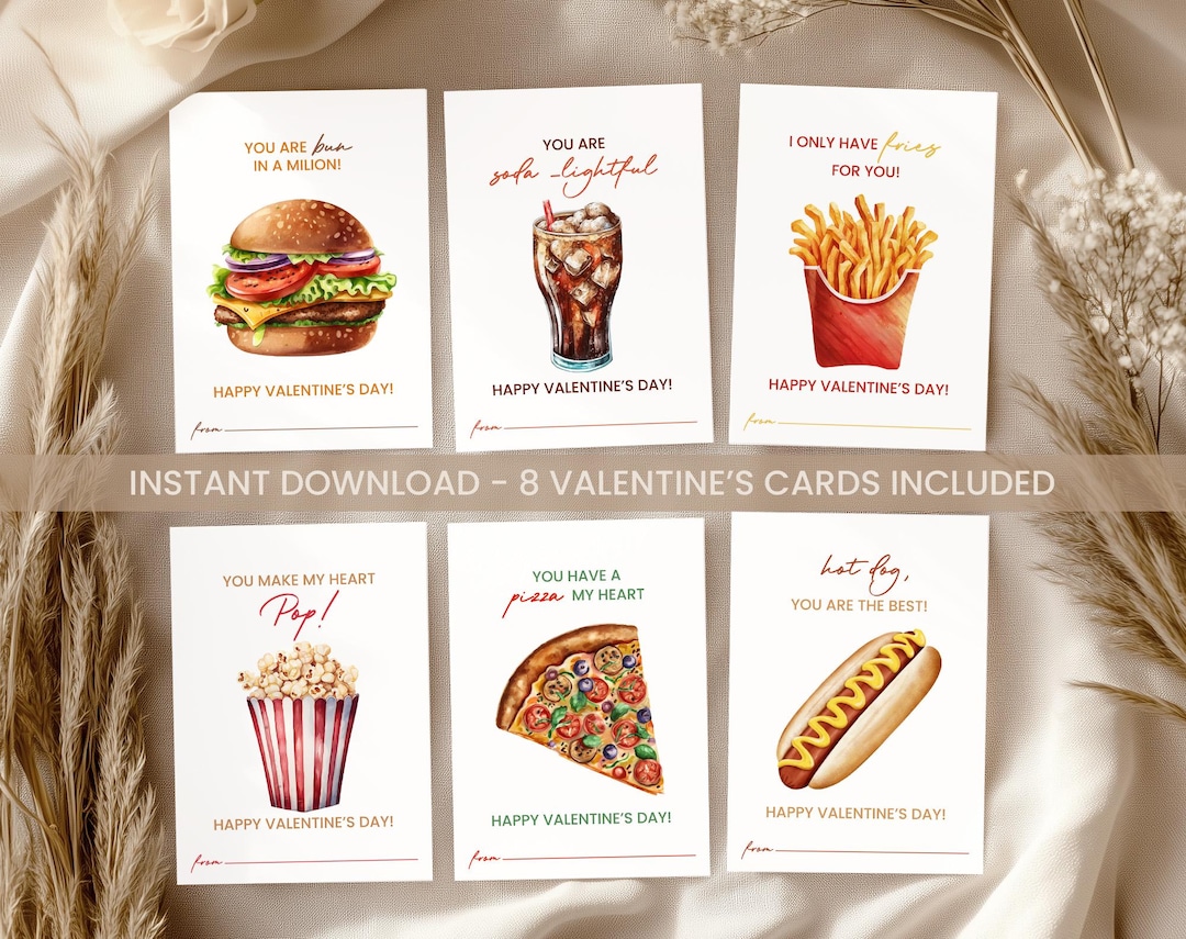 Printable Fast Food Valentine Cards, Funny Valentine Day Gift Tag ...