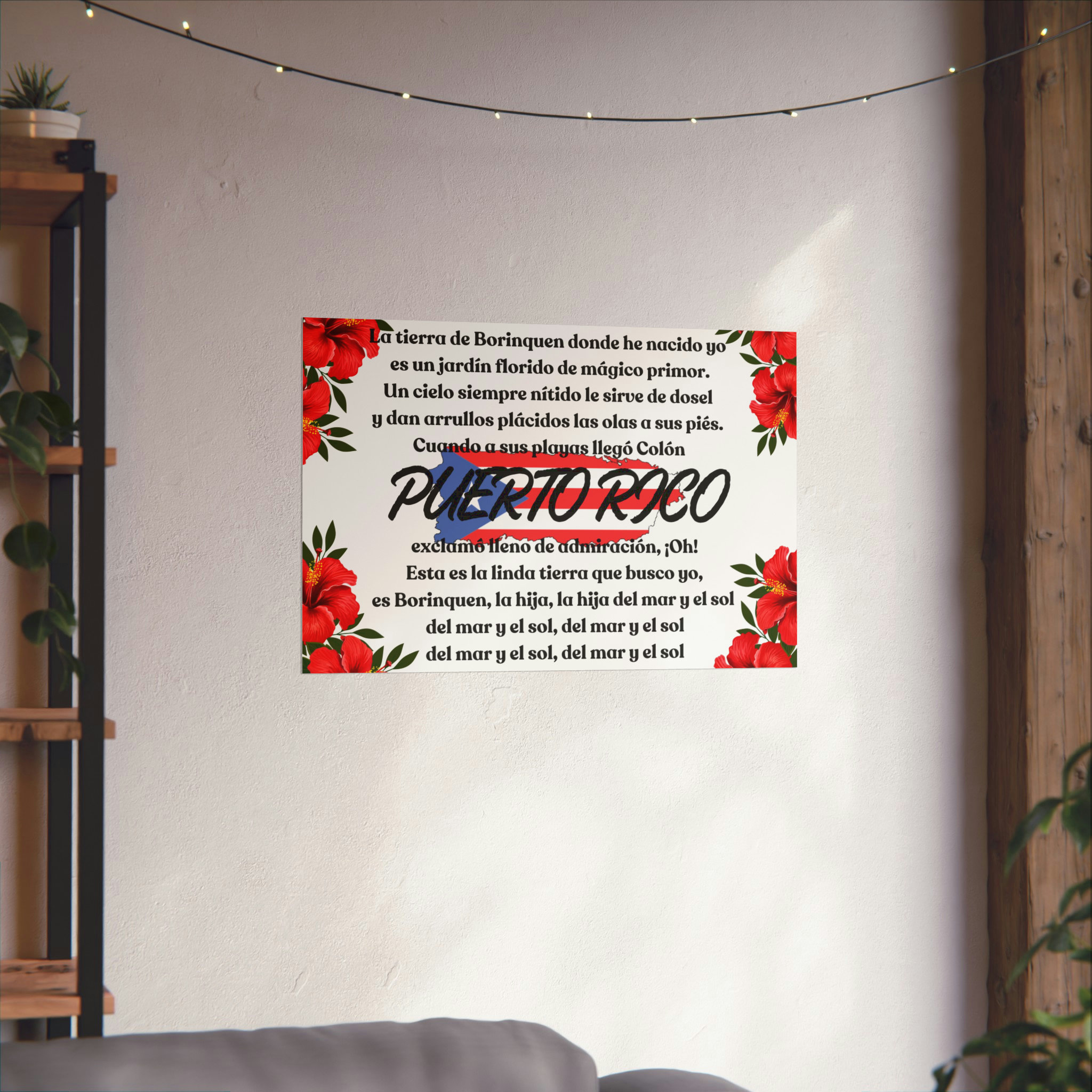 Puerto Rico National Anthem Wall Art, La Borinqueña, Home Office ...