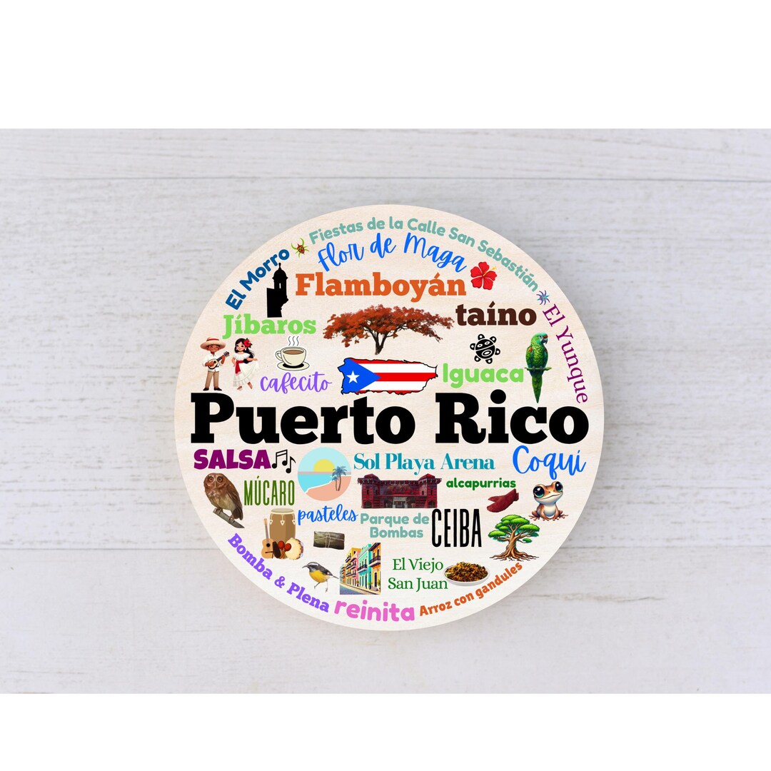 Puerto Rico Wooden Sign, 12" DTF Printed Door Decor, Puerto Rico ...