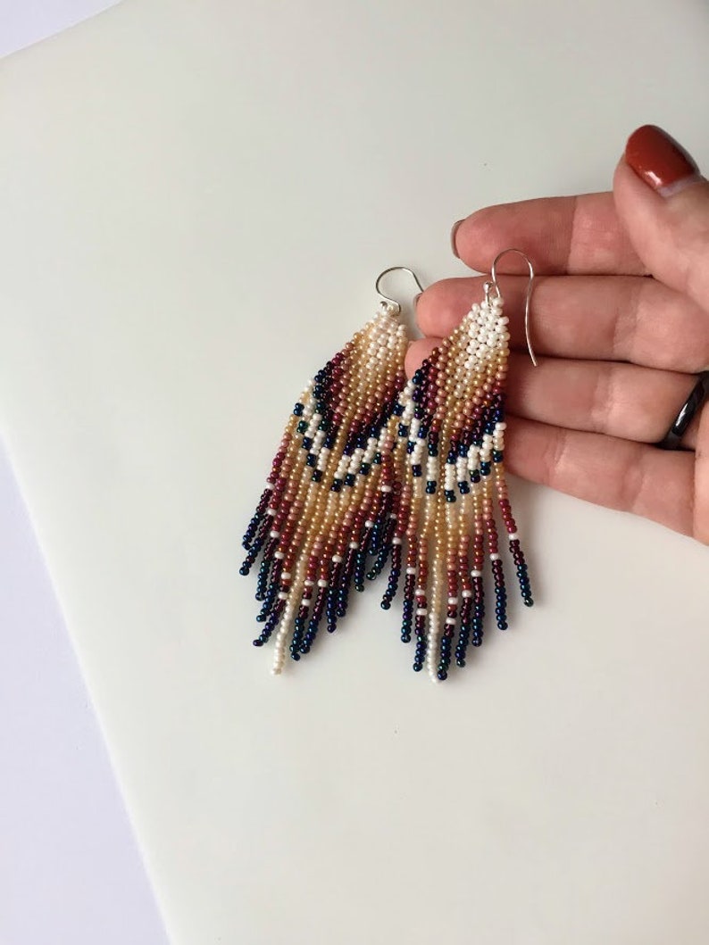 Fringe Seed Bead Earrings Feather Bead Earrings Western Etsy fringe-seed-bead-earrings-feather-bead-earrings-western-etsy