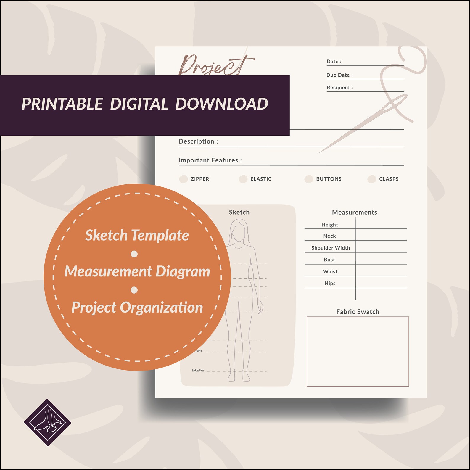 Sewing Project Planner & Sketch Planner - Sewing Planner PDF, Project ...