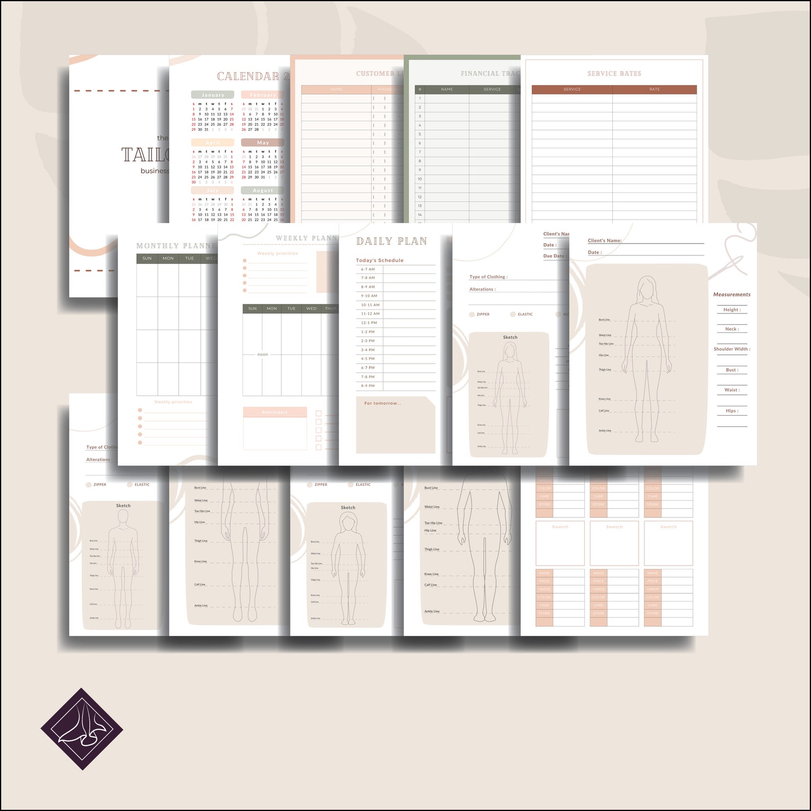 Tailor's Small Business Planner - Sewing Planner Printable, Sewing ...