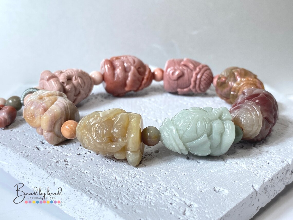 Alashan Agate Cute Elephant Deity Charm Bracelet Natural - Etsy