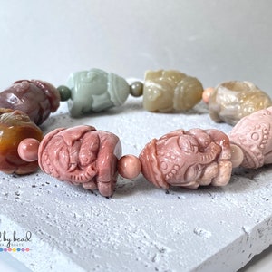 Alashan Agate Cute Elephant Deity Charm Bracelet Natural - Etsy
