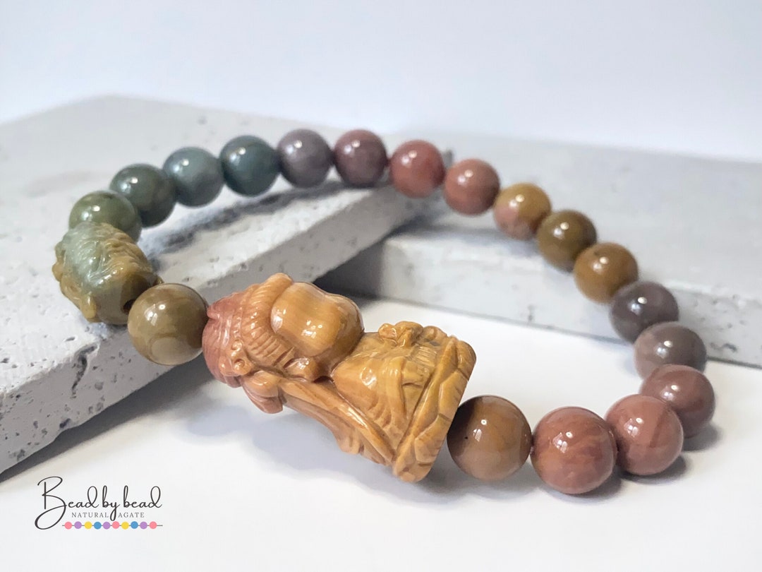 Alashan Agate Anitya Guanyin Charm Rainbow Color Bracelet - Etsy