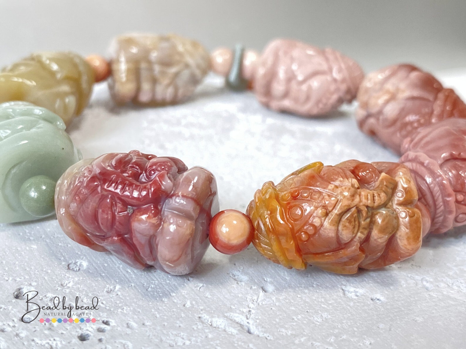 Alashan Agate Cute Elephant Deity Charm Bracelet Natural - Etsy