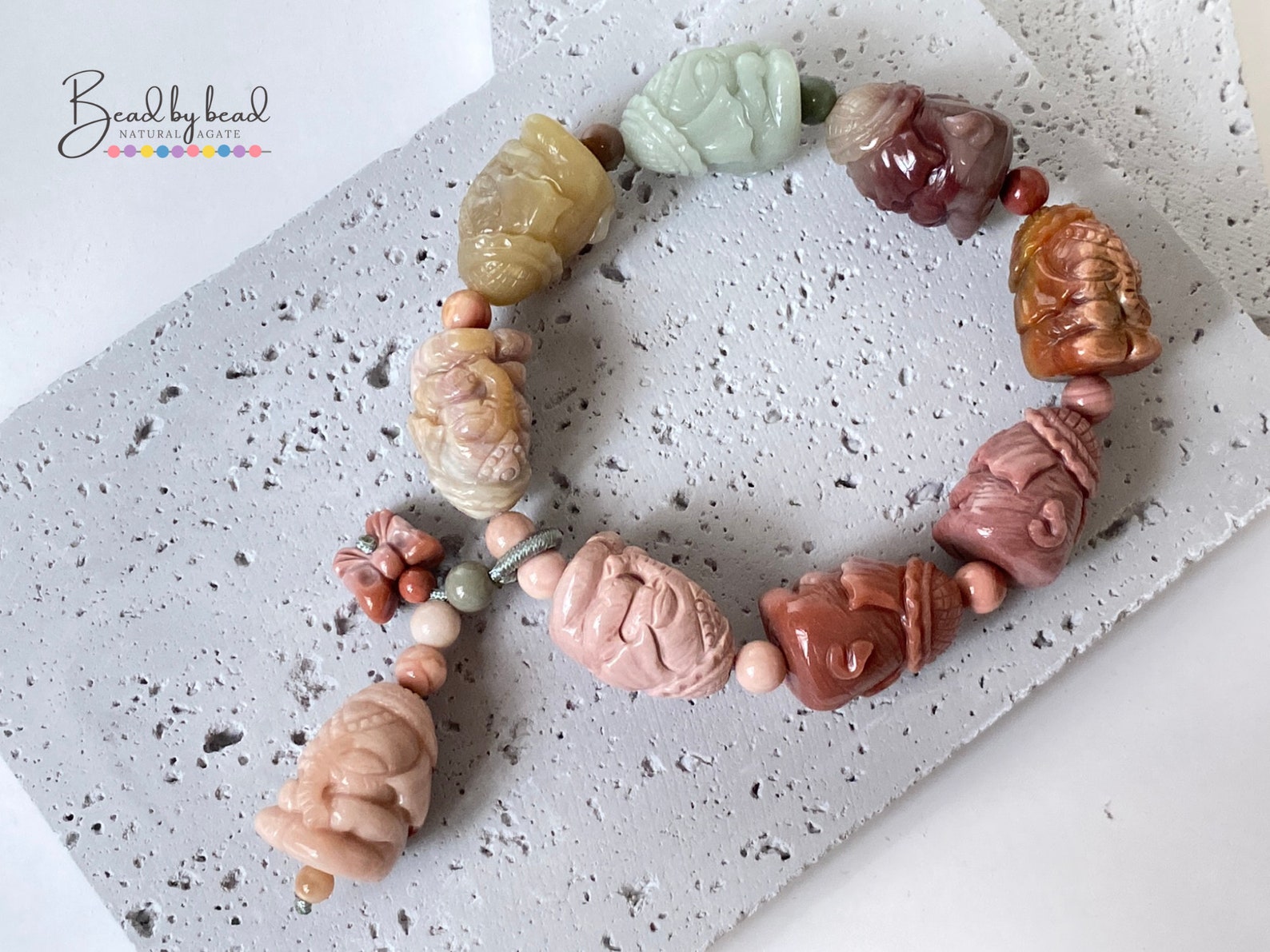 Alashan Agate Cute Elephant Deity Charm Bracelet Natural - Etsy