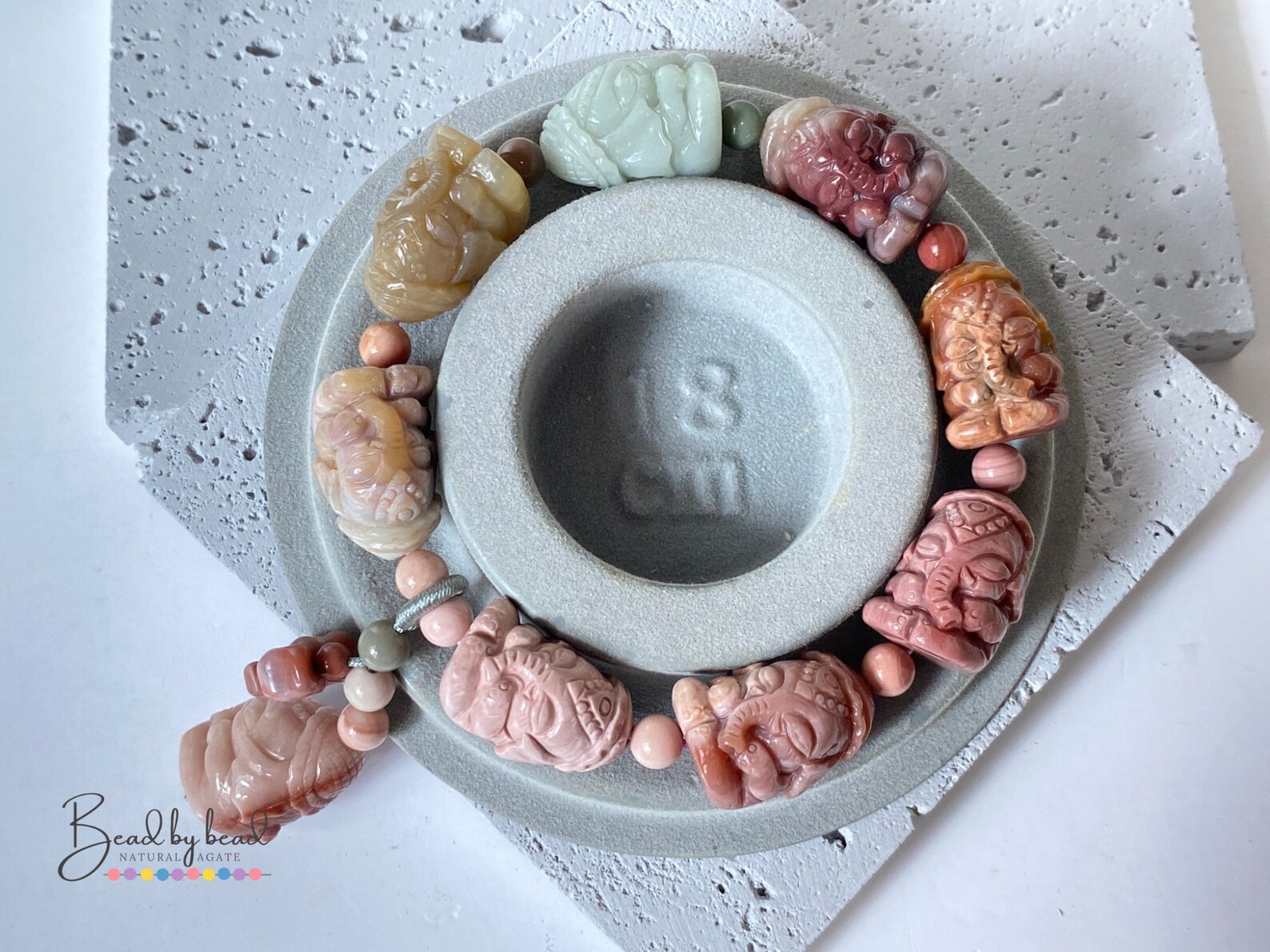 Alashan Agate Cute Elephant Deity Charm Bracelet Natural - Etsy