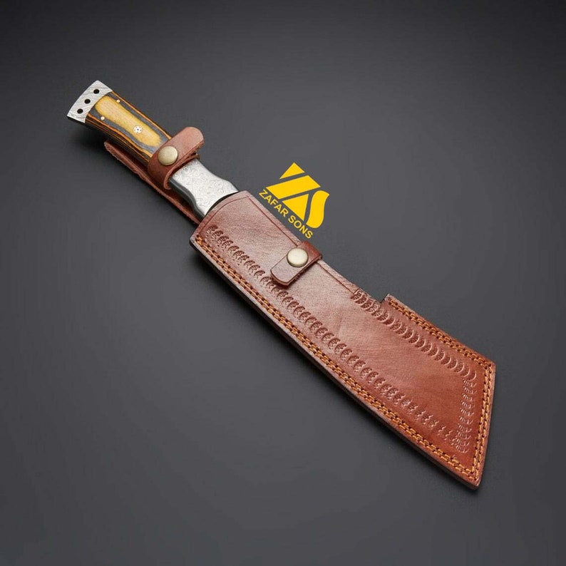 Custom Handmade Damascus Steel Fixed Blade Machete Hunting - Etsy