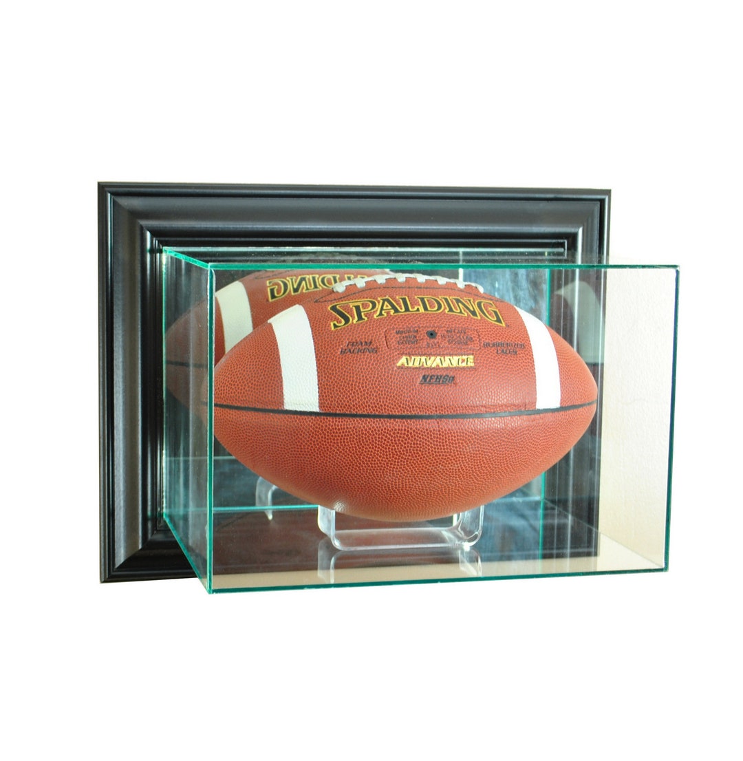 Wall Mounted Football Display Case Glass and Real Wood Moulding ...