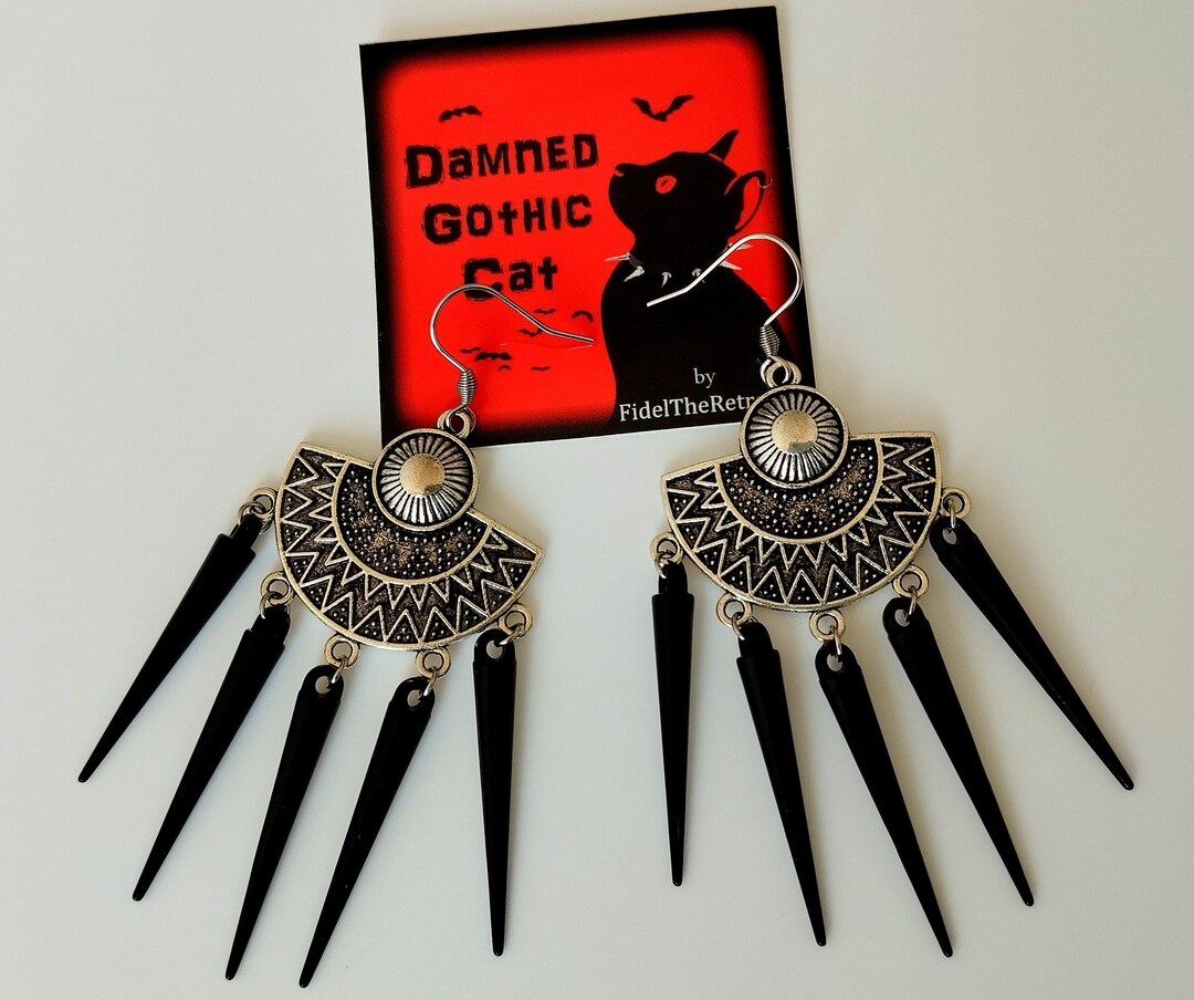 TRAD GOTH EARRINGS -black Spike Earrings, Art Deco, Post-punk ...