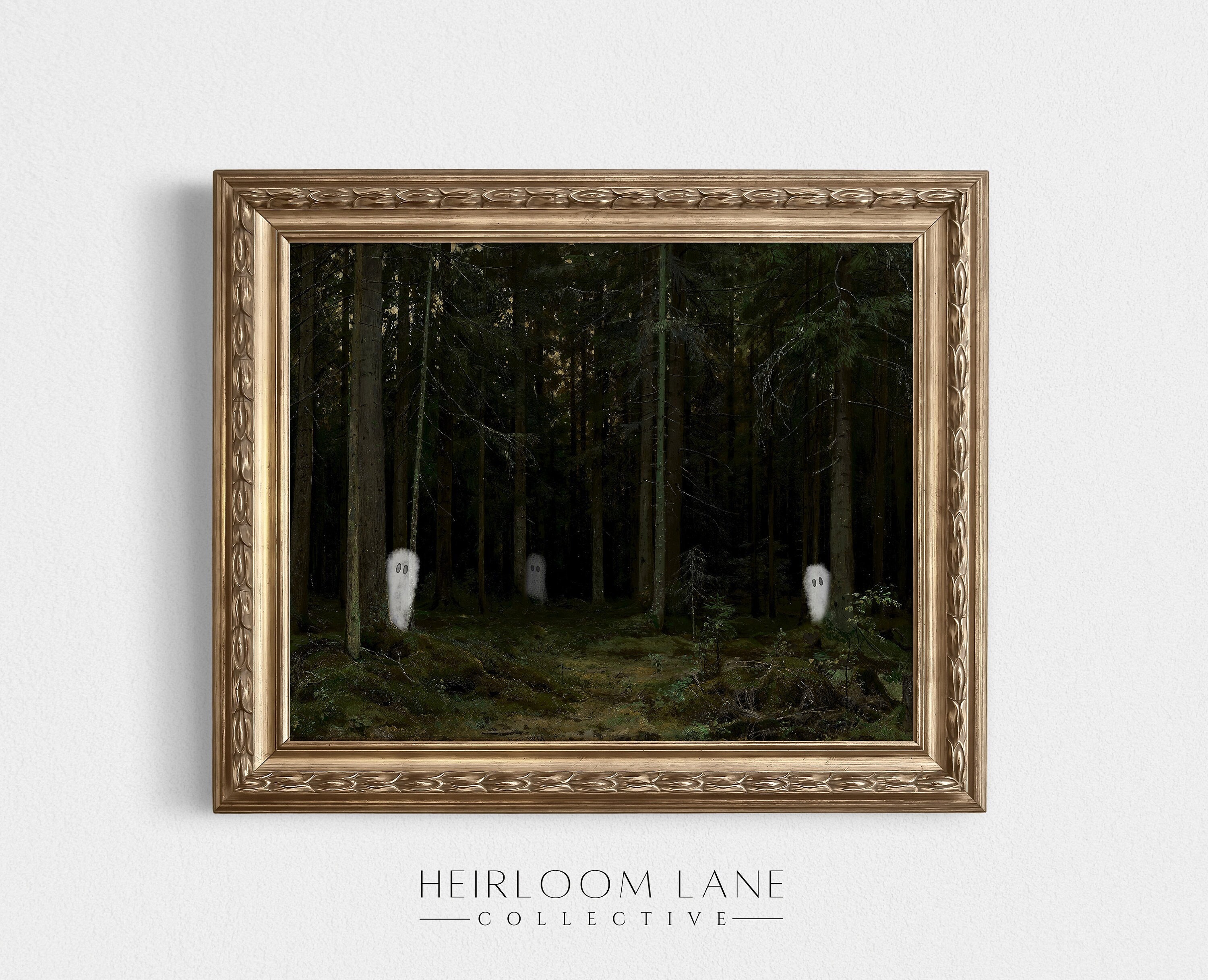 Vintage Ghost Peekaboo Landscape Painting Instant Digital Download ...