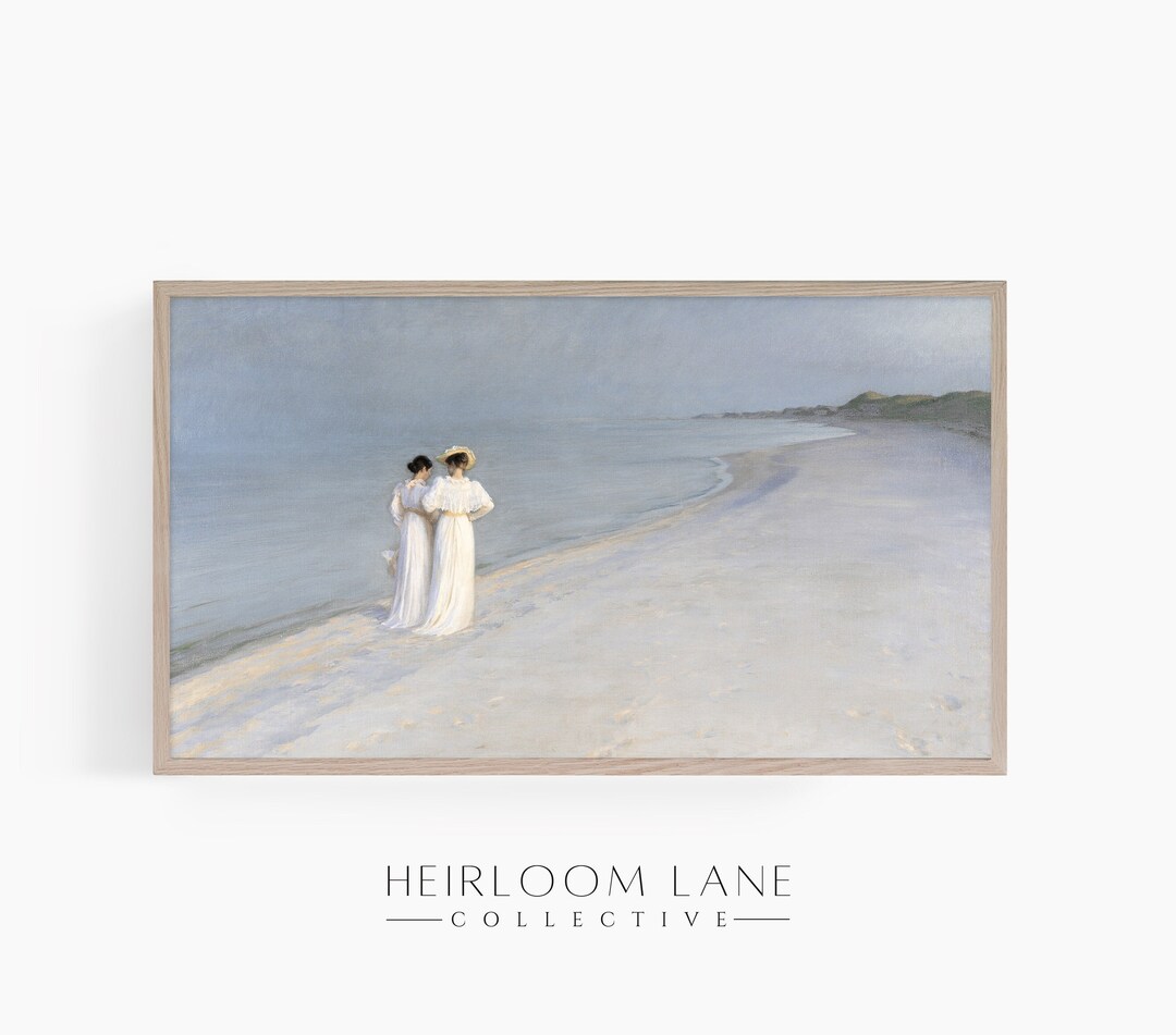 Vintage Beach Stroll Painting Instant Digital Download Frame TV Size ...