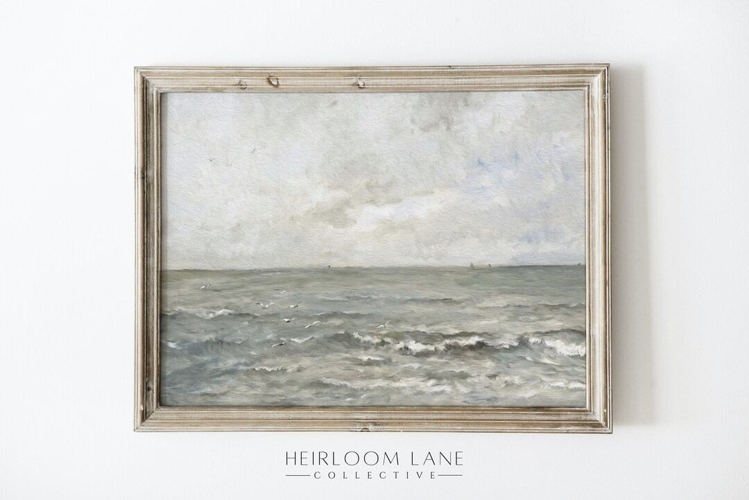 Vintage Ocean Seascape Art Print Digital Download | Normandy Beach ...