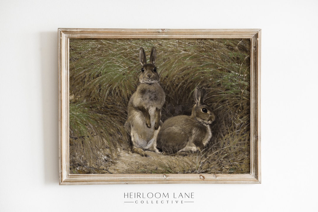 Bunnies in a Field Print | Printable Digital Download | Vintage Easter ...