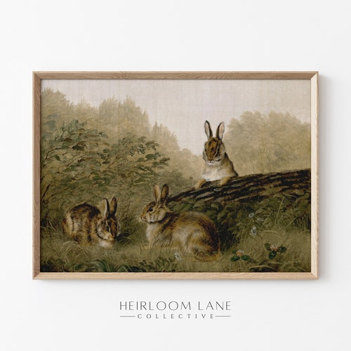 Vintage Bunnies Painting Printable Digital Download - Etsy