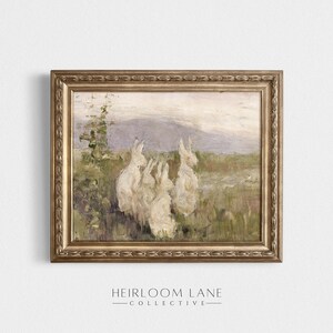 Bunnies in a Field Art | Printable Digital Download | Vintage Easter ...