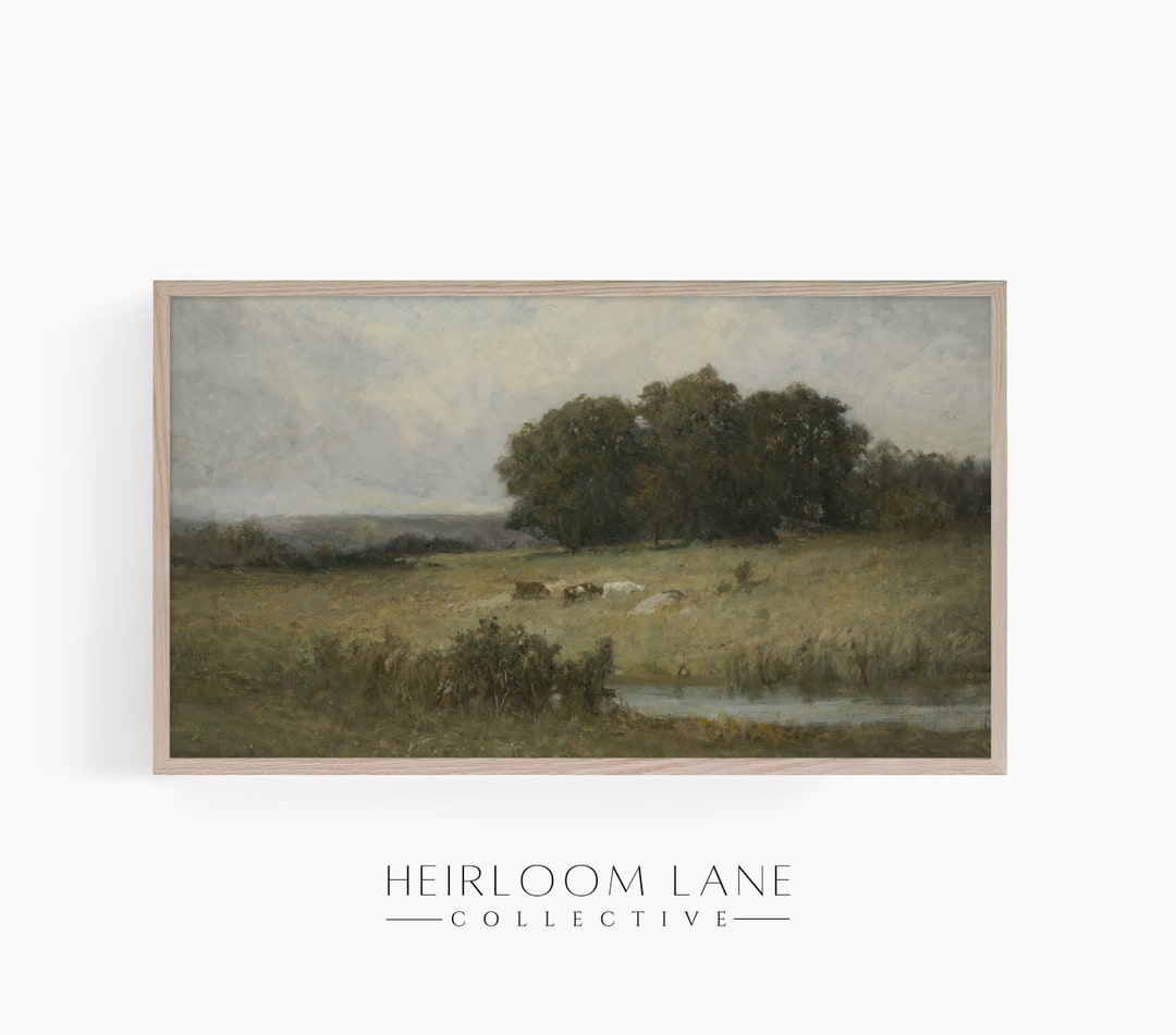 Vintage Cows in the Pasture Painting Instant Digital Download Frame TV ...