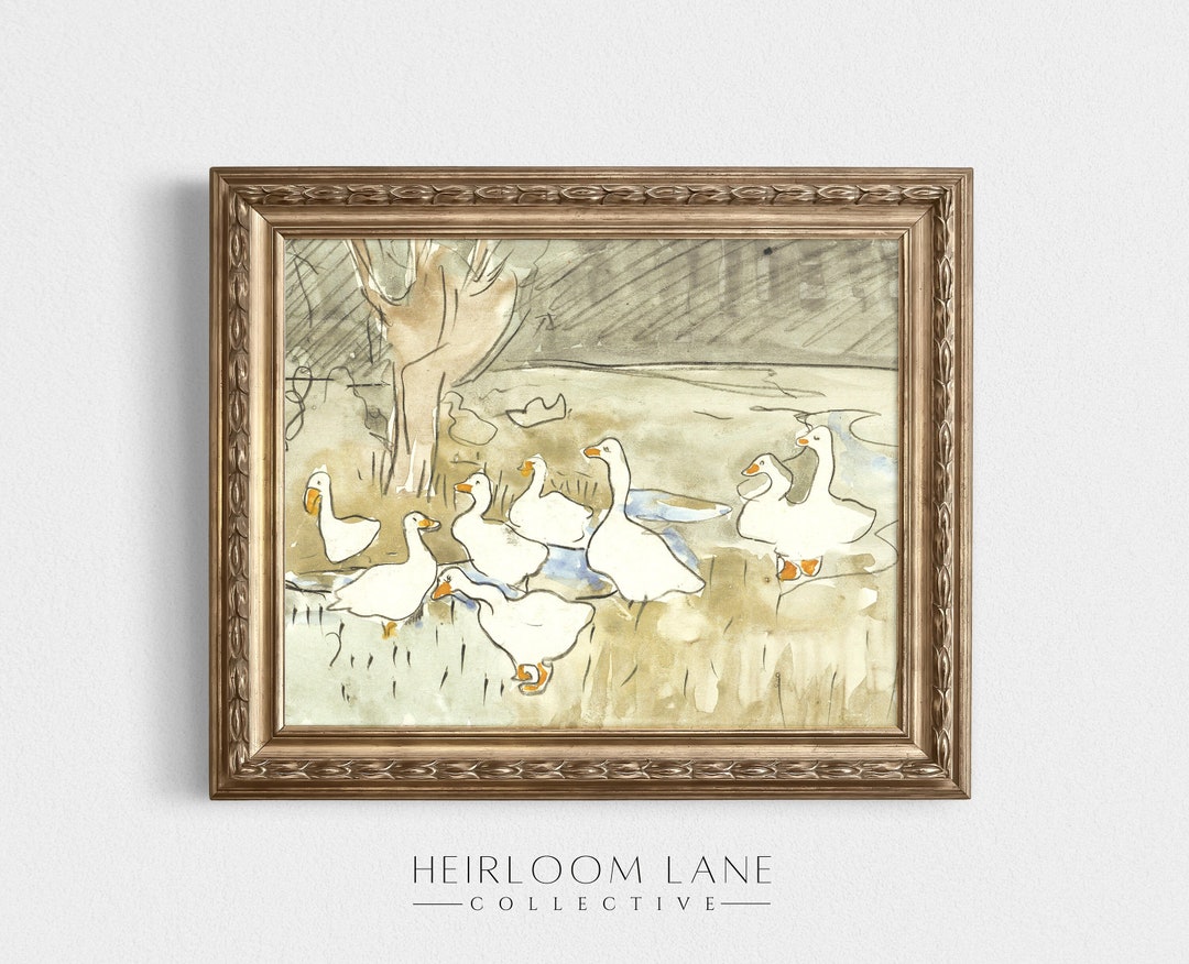 Vintage Duck Pond Painting Instant Digital Download | Spring Baby ...