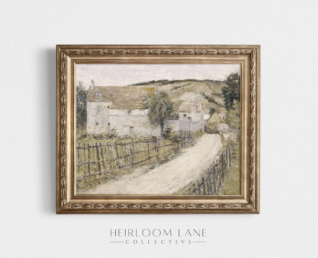 Vintage Country Cottage Lane Print Digital Download | Farm Homestead ...
