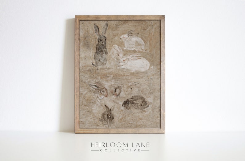 Vintage Bunnies Painting | Printable Digital Download | Vintage Easter ...