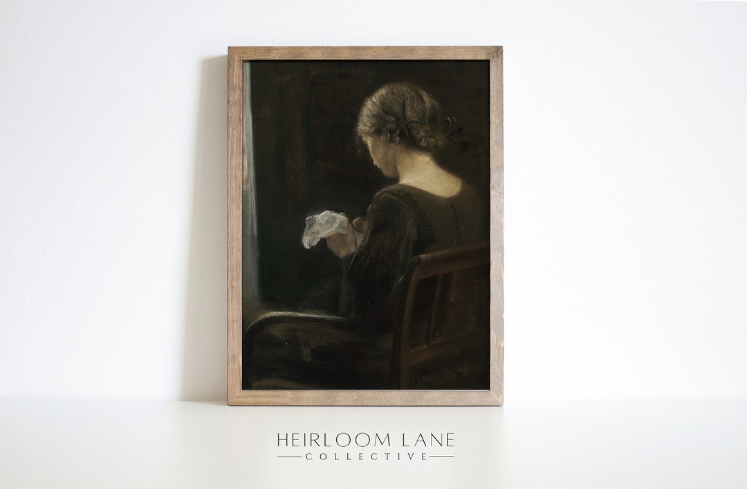 Vintage Woman Sewing Portrait Instant Digital Download Fall Wall Art ...