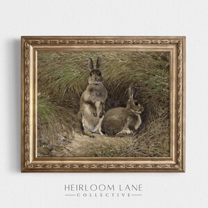 Bunnies in a Field Print | Printable Digital Download | Vintage Easter ...