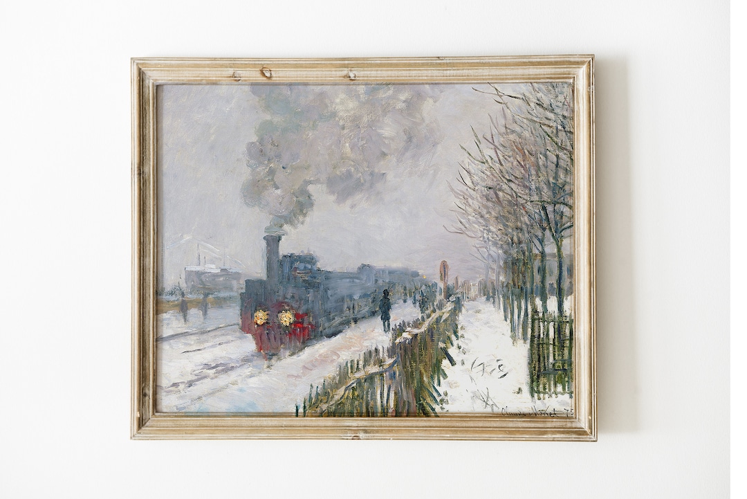 Vintage Winter Train Painting | Printable Digital Download | Vintage ...