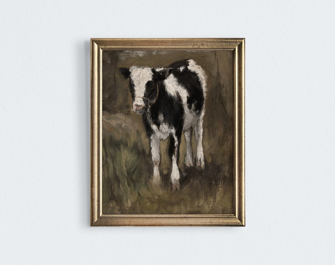 Vintage Cow Print Instant Digital Download | Vintage Wall Art | Moody ...