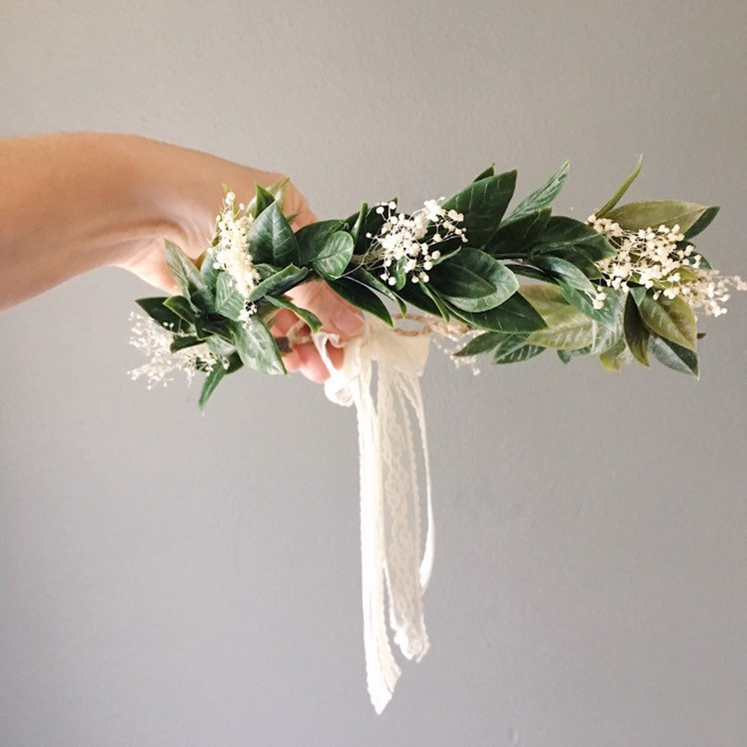 Adult Greenery Crown, Greenery Halo, Simple Floral Crown, Wedding ...