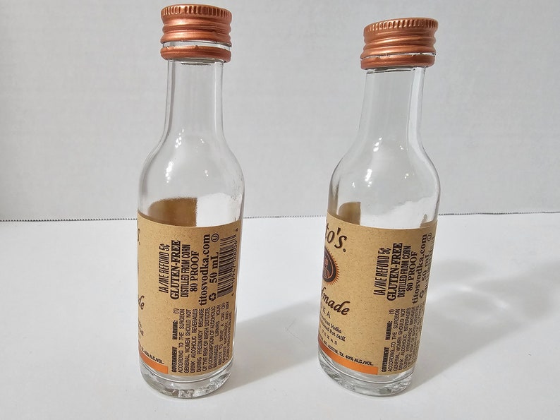 2 Empty Glass Tito's Mini Liquor Bottles, Used. 50ml - Etsy