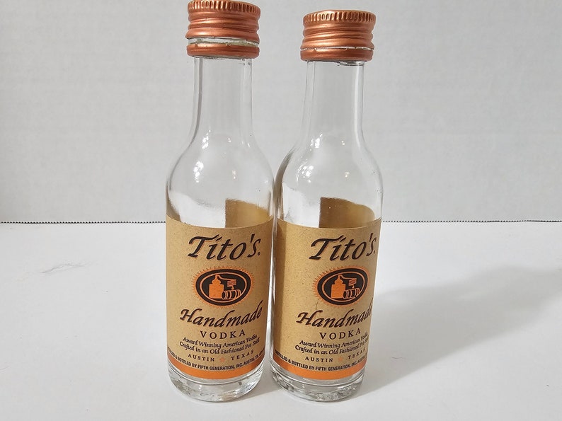 2 Empty Glass Tito's Mini Liquor Bottles, Used. 50ml - Etsy
