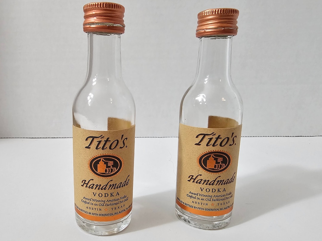 2 Empty Glass Tito's Mini Liquor Bottles, Used. 50ml - Etsy