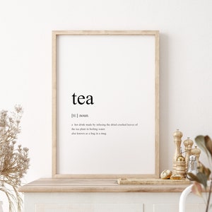 Tea Definition Print | Gift for Tea Lover | Kitchen Wall Art | Home ...