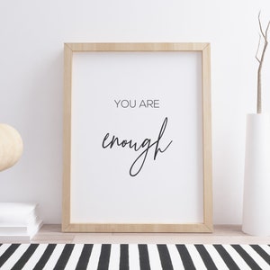You Are Enough Print | Affirmation Quote | Inspirational Wall Art ...