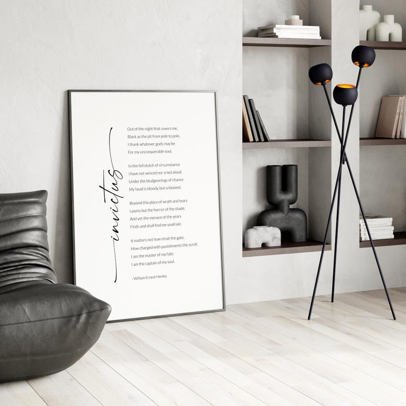 Invictus, by William Ernest Henley Print | Inspirational Poetry ...