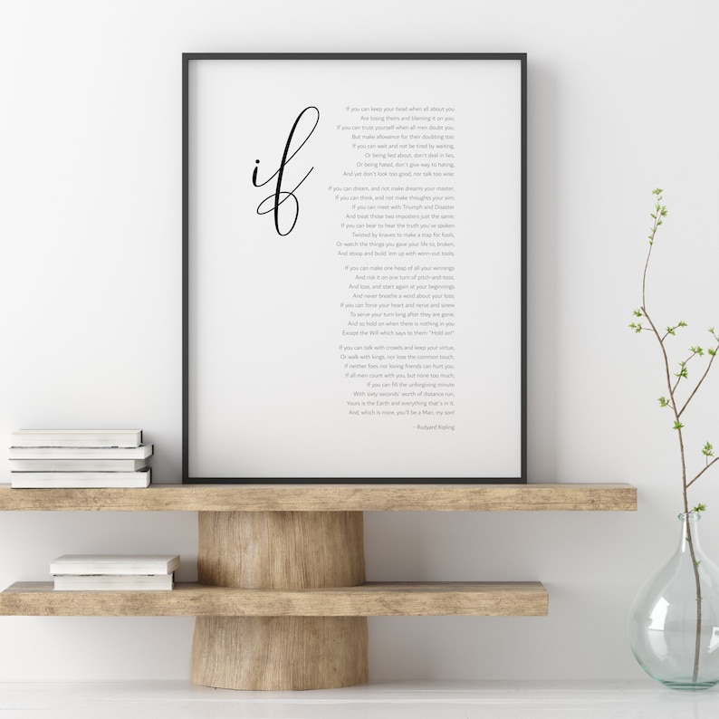 If by Rudyard Kipling Print Inspirational Poetry Literary - Etsy UK
