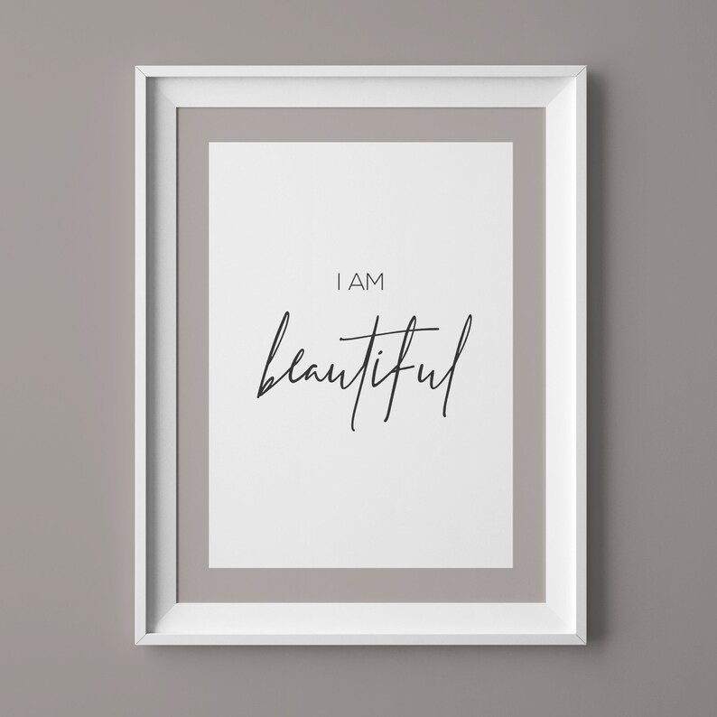 I Am Beautiful Print Printable Wall Art Quote Prints | Etsy
