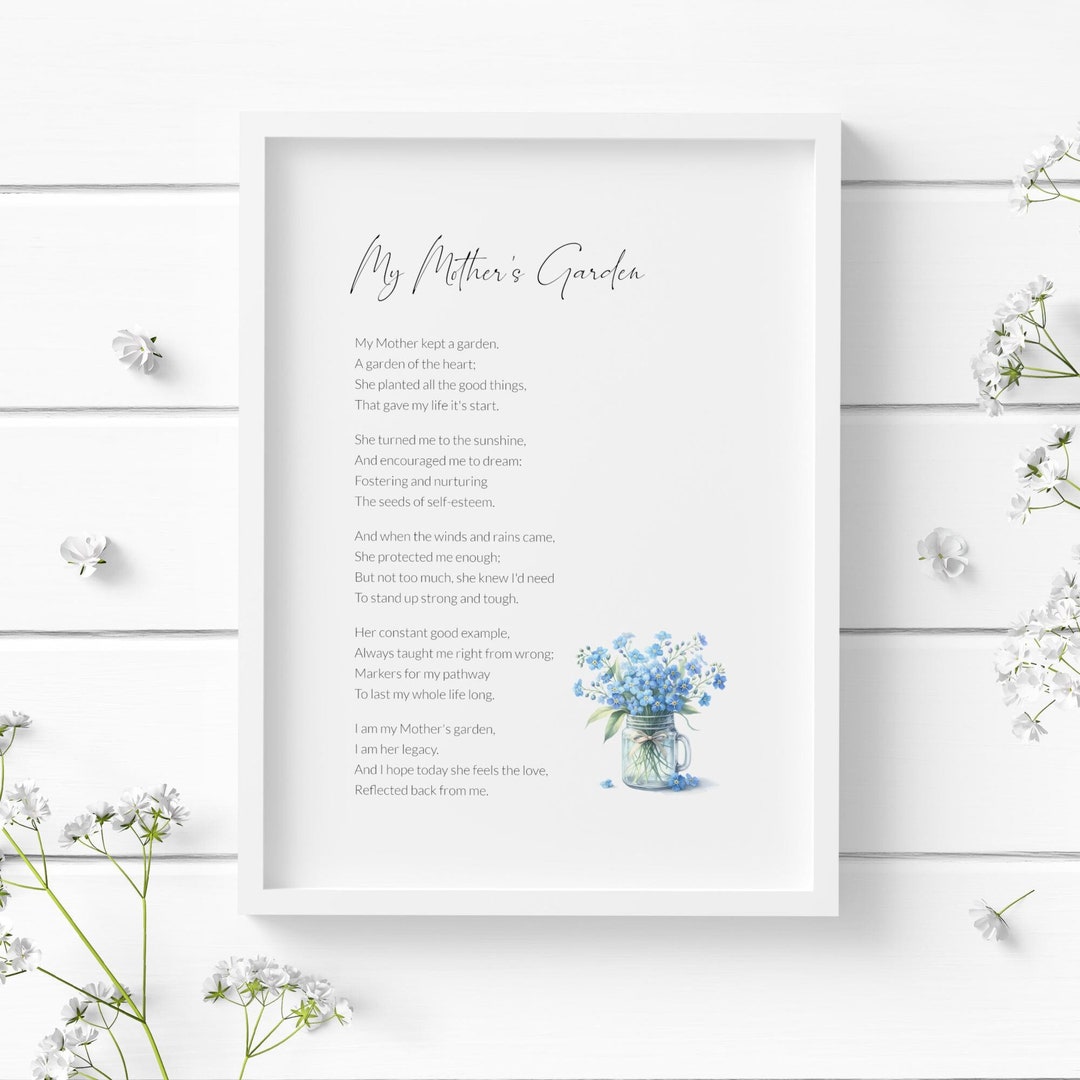 Sympathy Gift | My Mother's Garden Poem Art Print | UNFRAMED - Etsy