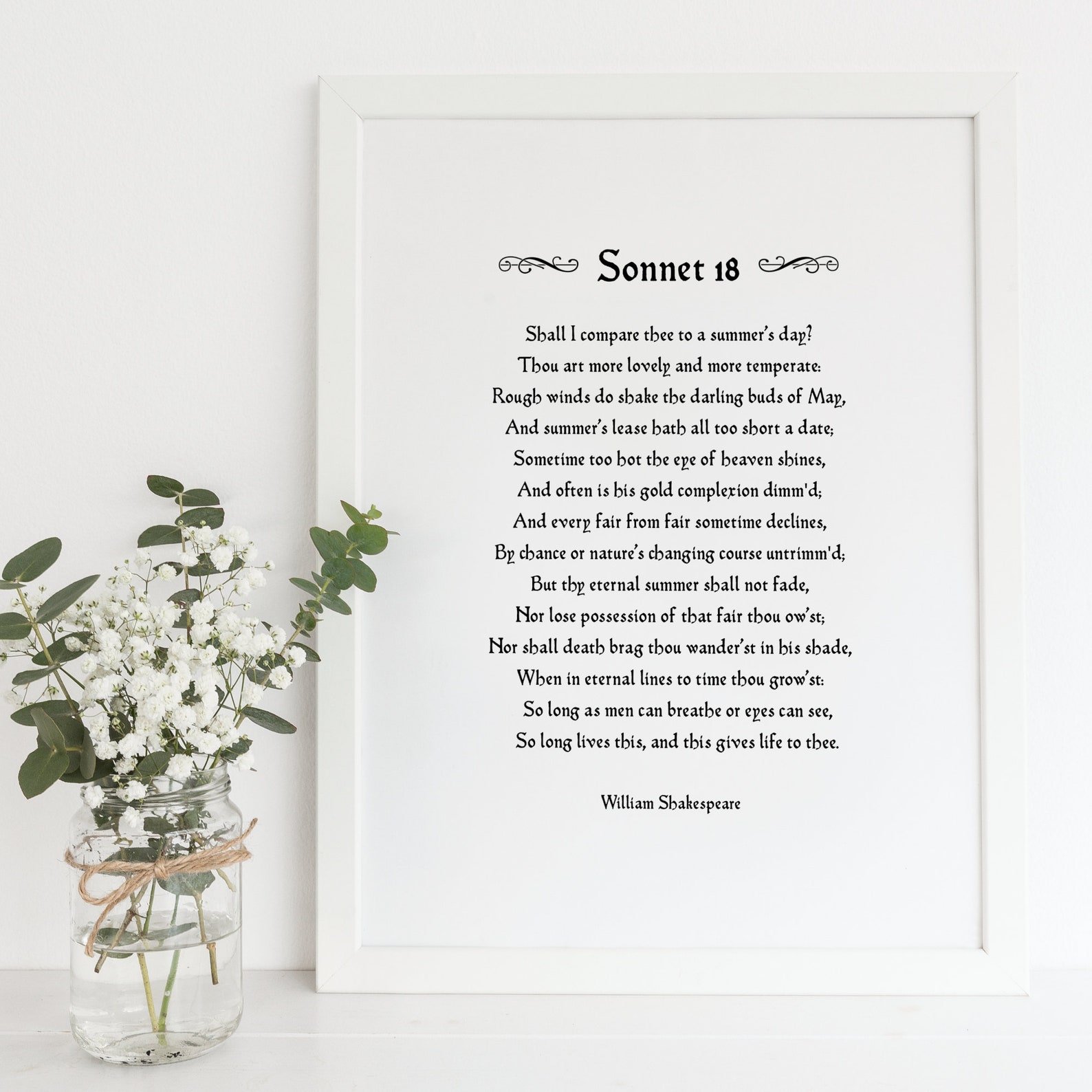 Shall I Compare Thee to a Summer's Day Romantic Print Shakespeare's ...