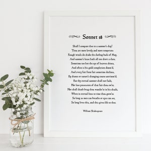 Shall I Compare Thee to a Summer's Day? | Romantic Print | Shakespeare ...