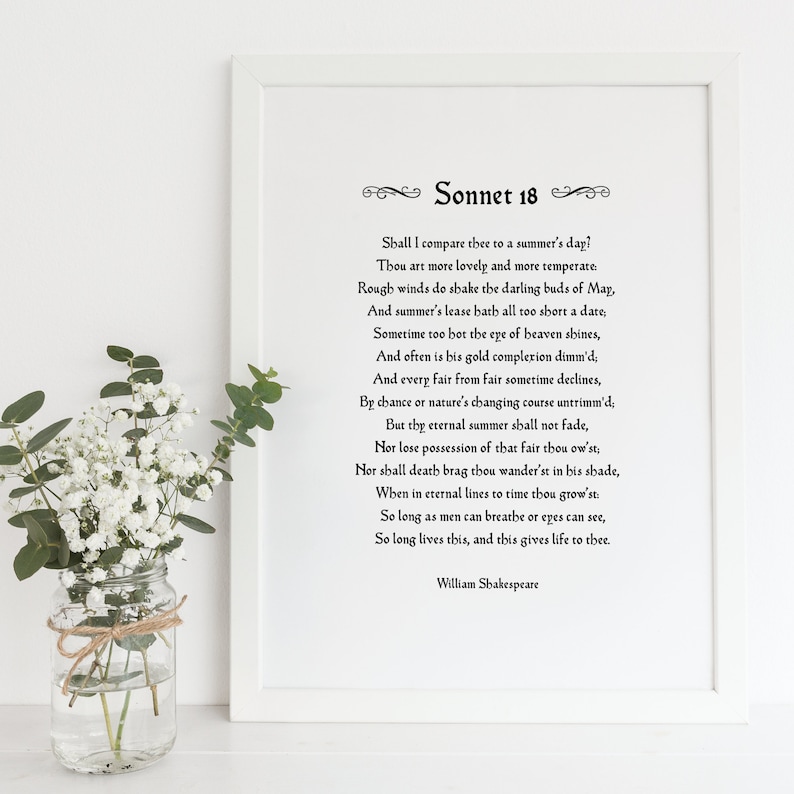 Shall I Compare Thee to A Summer's Day? Print | Romantic Wall Art ...