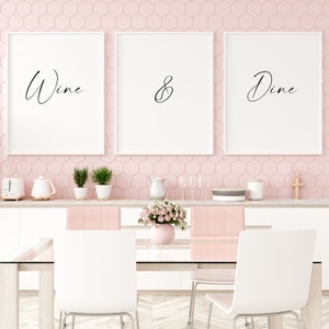 Wine and Dine | Set of 3 Prints | Dining Room Wall Art | Kitchen ...