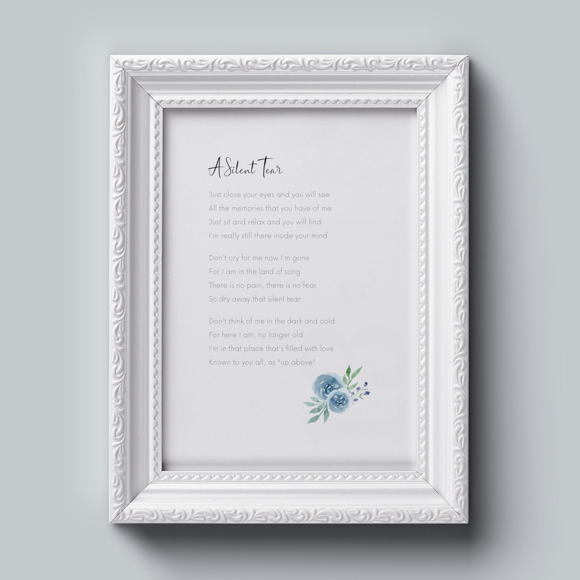 A Silent Tear | Printable Poem | Condolences Gift | Sympathy Present ...