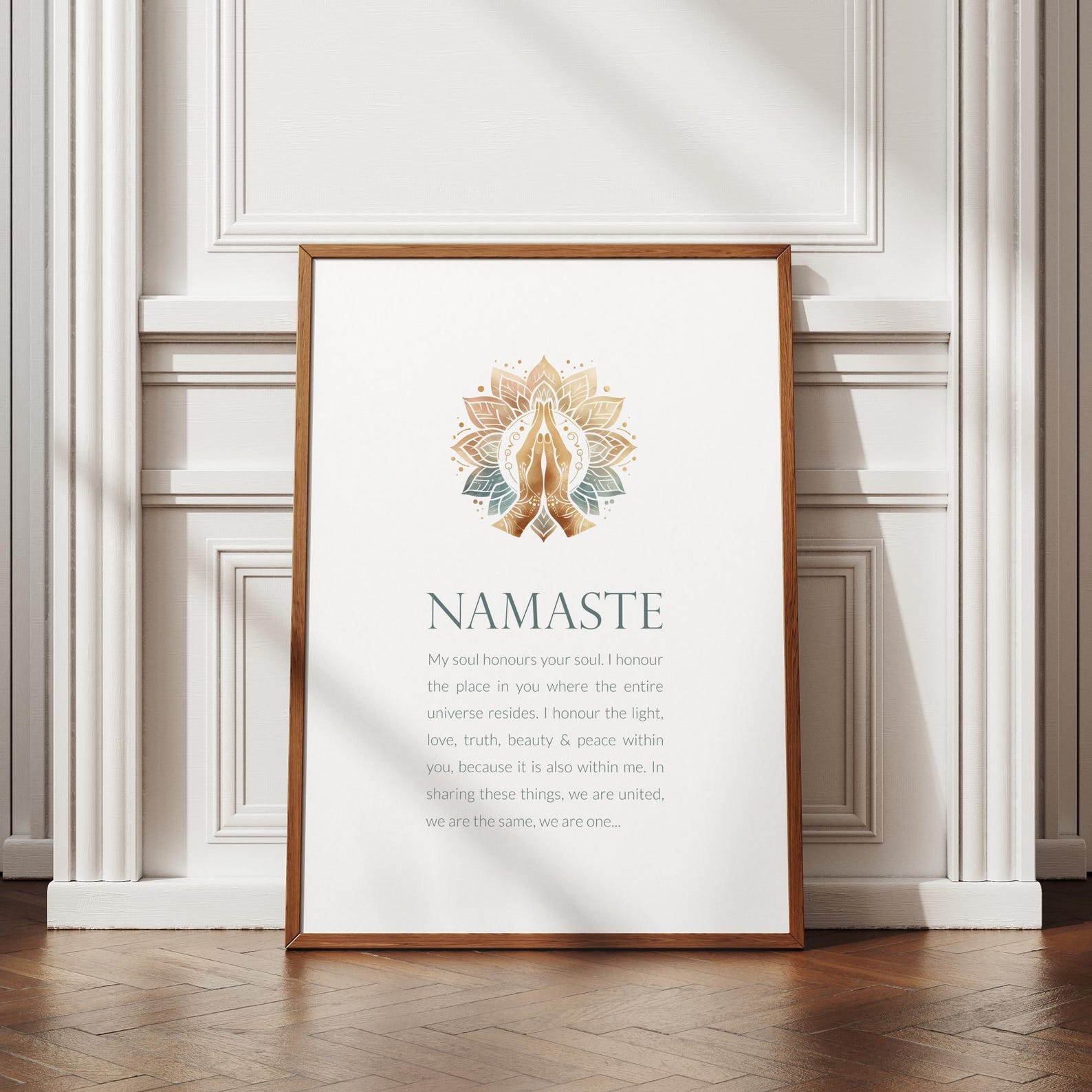 Namaste Print With Prayer Hands | Inspirational Wall Art | Yoga Studio ...