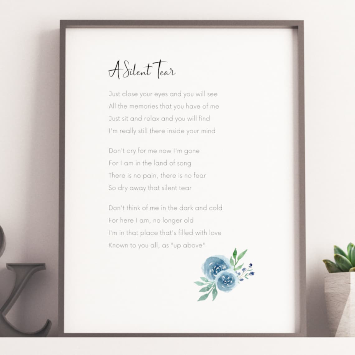 A Silent Tear Printable Poem Condolences Gift Sympathy - Etsy Ireland