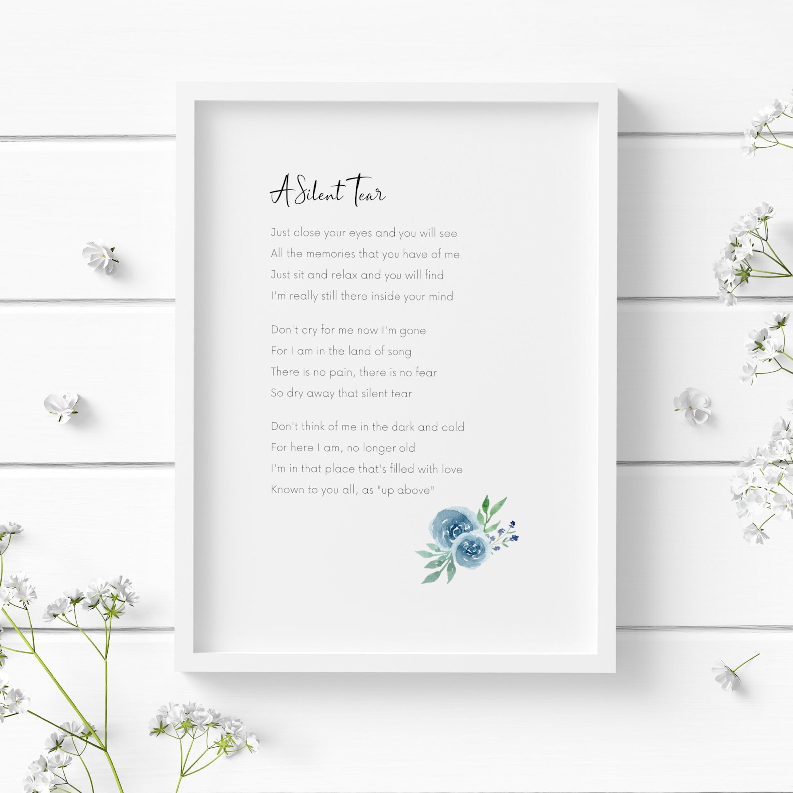 A Silent Tear | Printable Poem | Condolences Gift | Sympathy Present ...
